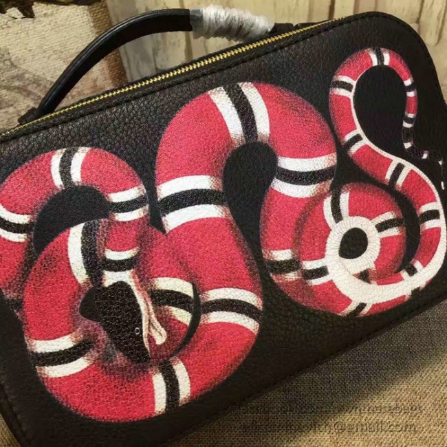 Gucci Snake Print Leather Top Handle Bag 453565 VS09653